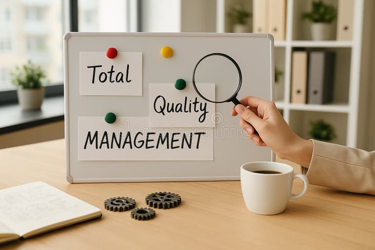 Engineer Using Magnifier To Emphasize Quality Control Concept on TQM ...