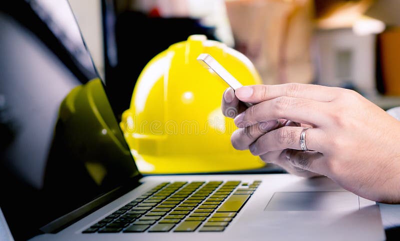 Engineer is Using Mobile Phone Stock Photo - Image of person, male ...