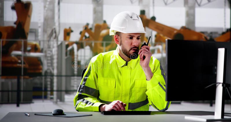Engineer Using PC in Car Factory Stock Photo - Image of auto, vehicle ...