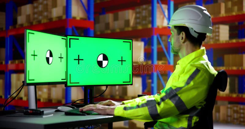 Engineer Using PC Monitor stock image. Image of workshop - 302794655