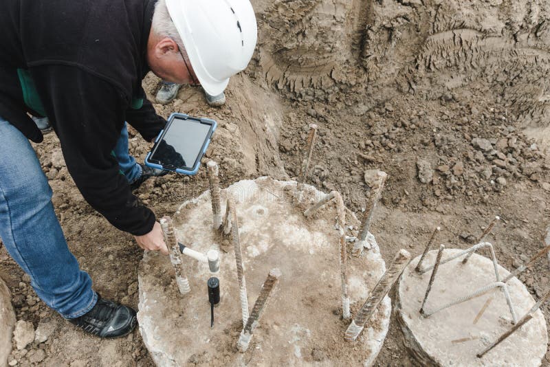 Construction Works. Seismic Test on Concrete Pile Stock Image - Image ...