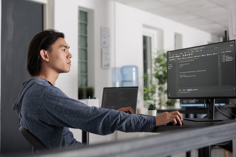 It Engineer Using Programming Computer To Write Html Code on Terminal Window Stock Photo - Image ...