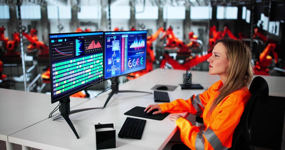 The Engineer is Using Scada Desktop Software Stock Photo - Image of ...