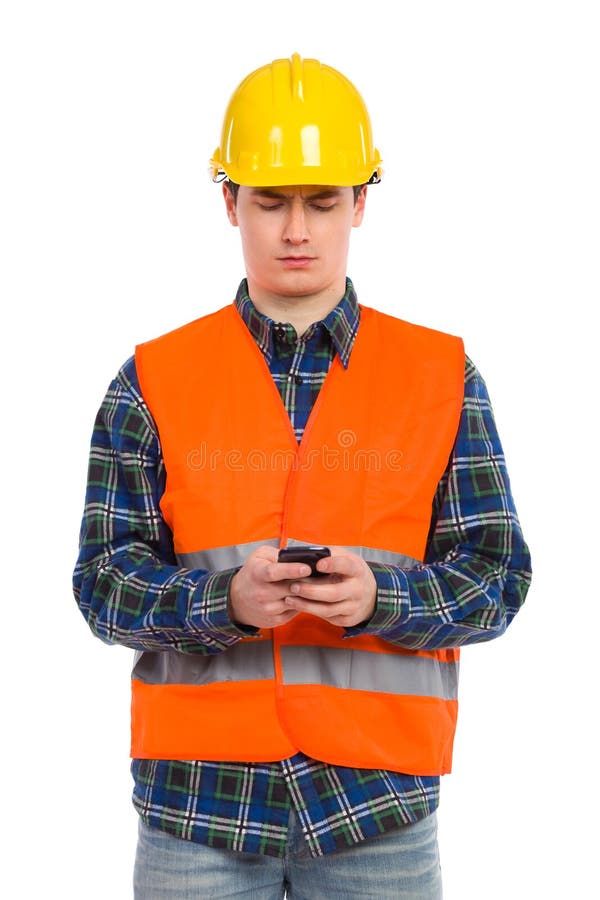Engineer Using Smart Phone. Stock Photo - Image of construction ...