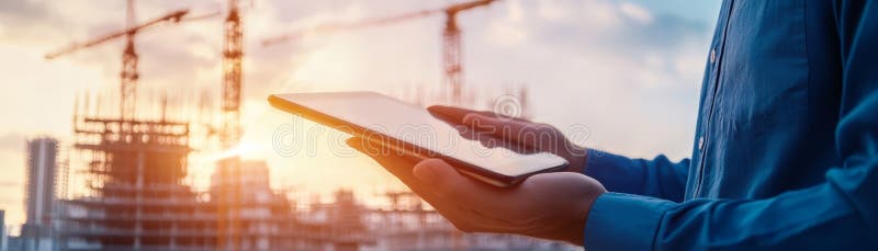 Engineer Using Tablet at Construction Site Stock Illustration ...