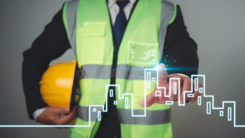 Engineer Using Tablet To Work on Table, Project Presentation Plan ...