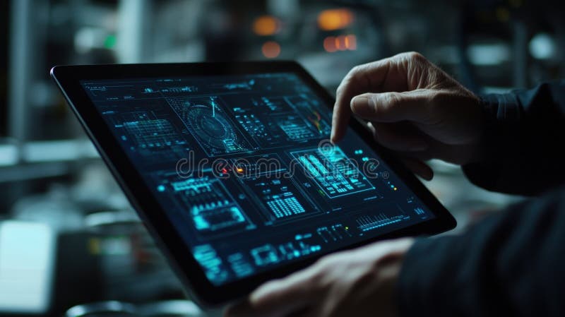 It Engineer Using Touchscreen Tablet Monitoring Cyber Security in Data ...