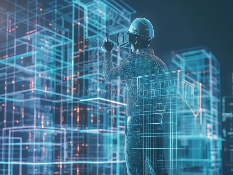 Engineer Using Virtual Reality in Futuristic Construction Design Stock ...