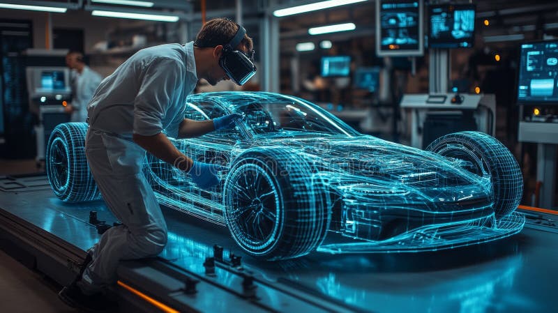 Engineer Using VR Headset To Design a Car S Digital Model Stock ...