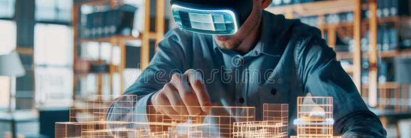 Engineer Using VR Headset To Manipulate 3D Architectural Model in ...