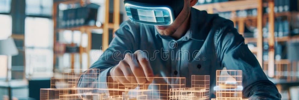 Engineer Using VR Headset To Manipulate 3D Architectural Model in ...