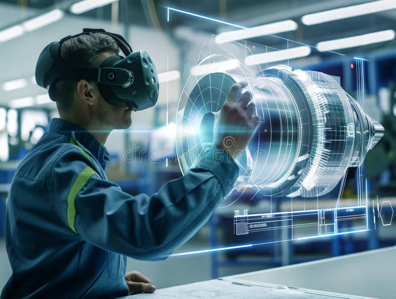 Engineer Using VR for Machine Design Stock Image - Image of analysis ...