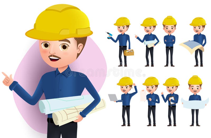 Engineer Vector Characters Set. Businessman or Professional Engineer ...