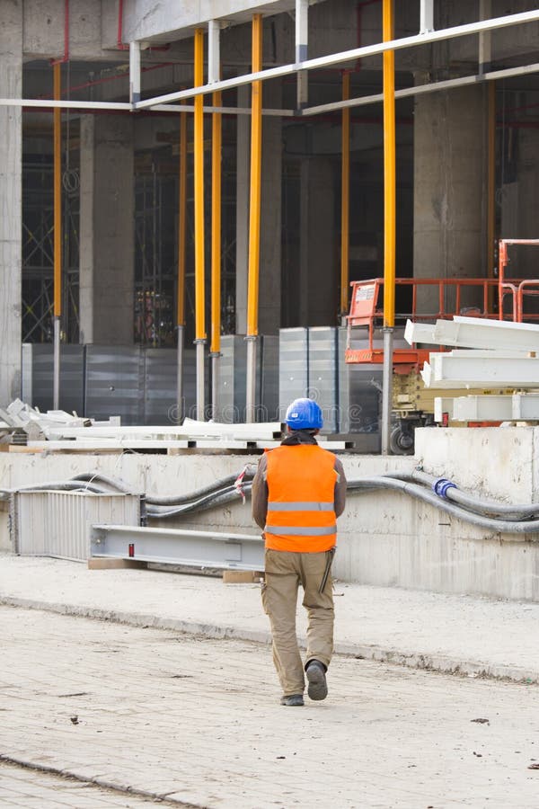 Engineer and Worker at Building Site Editorial Stock Image - Image of ...