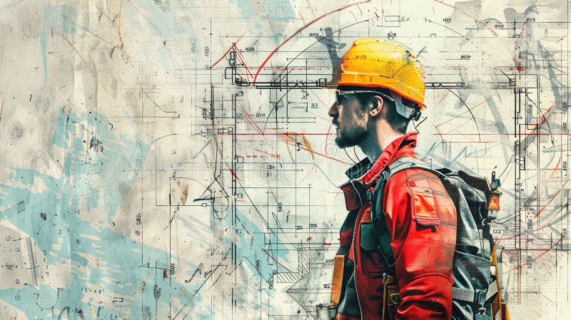 An Engineer Wearing a Hard Hat and Carrying a Backpack is Standing in ...