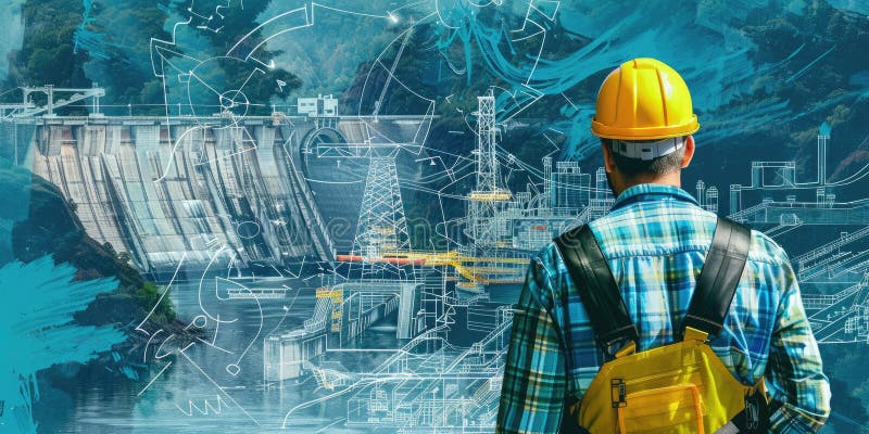 The Engineer is Wearing a Hard Hat and Looking at the Construction ...