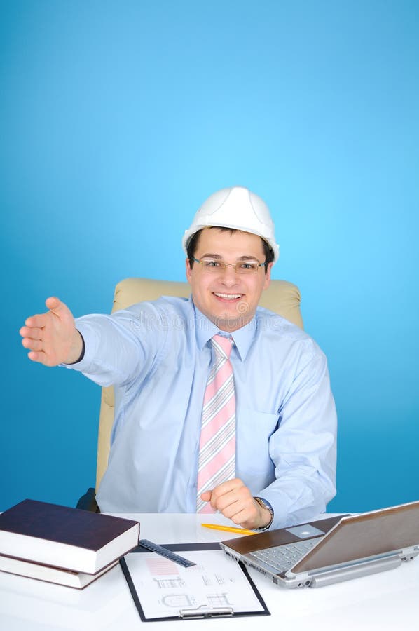 An Engineer with White Hard Hat Stock Photo - Image of inspector ...