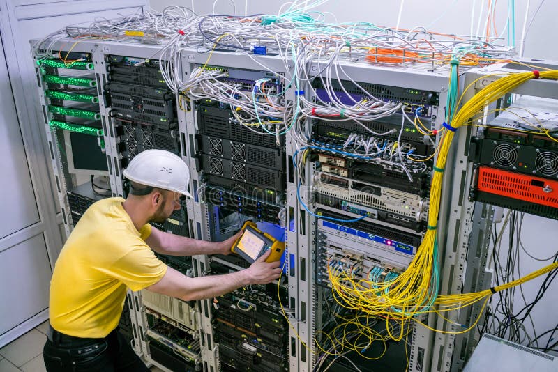 Network Engineer Solves a Communication Problem Stock Image - Image of ...