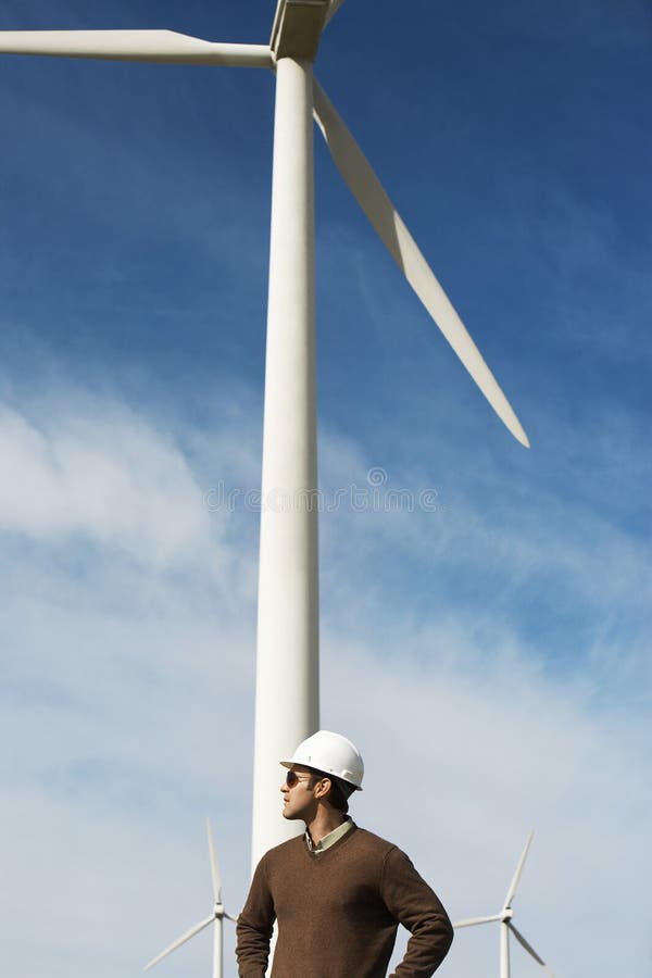 Engineer at Wind Farm stock photo. Image of energy, hardhat - 29659606