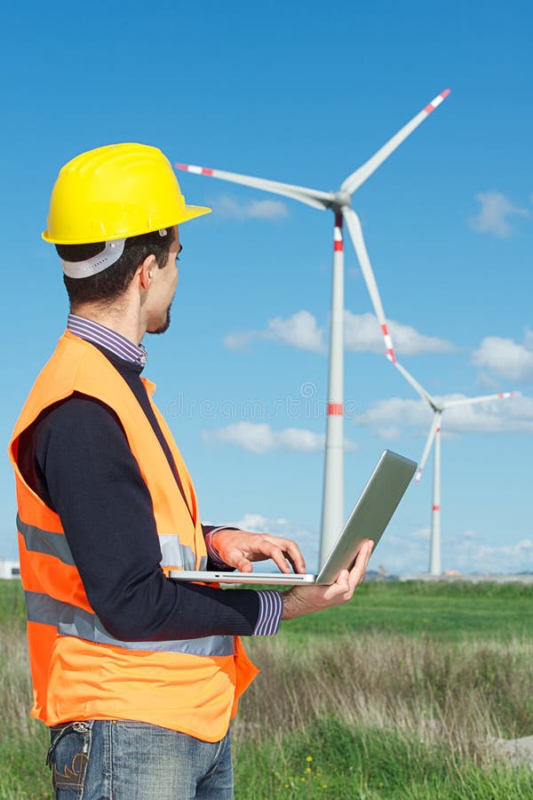 Engineer in Wind Turbine Power Generator Station Stock Photo - Image of ...