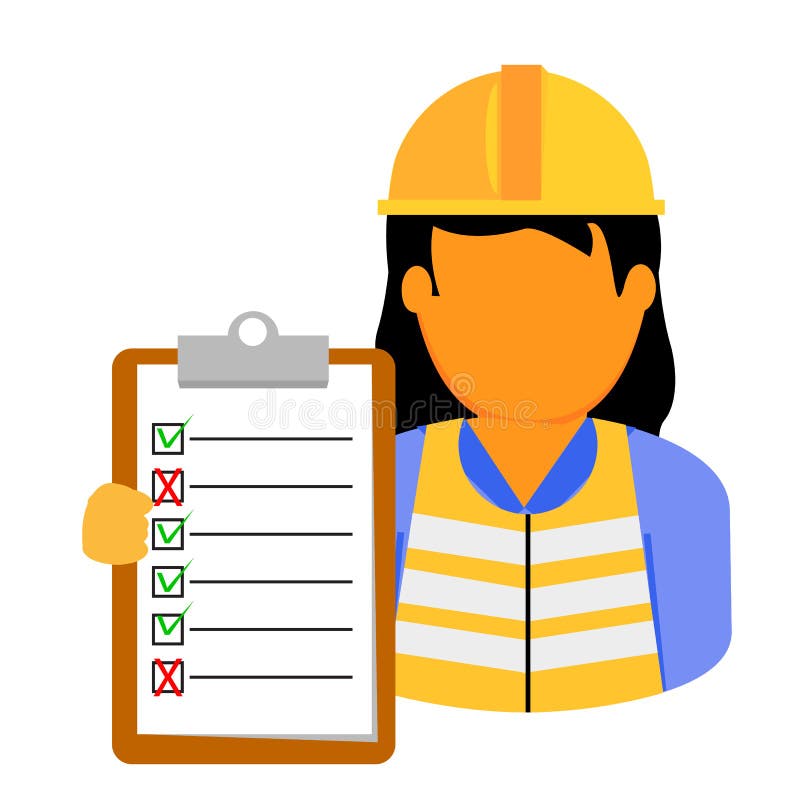 Engineer Woman Holding Checklist Paper Stock Vector - Illustration of ...