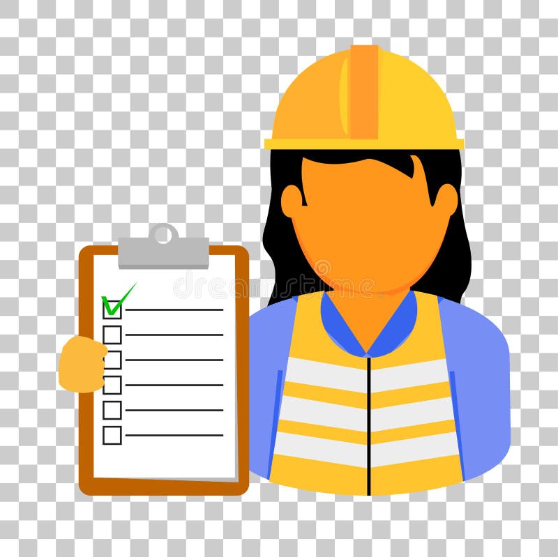 Engineer Woman Holding Checklist Paper Stock Vector - Illustration of ...