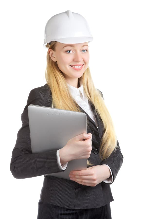 Engineer Woman with Laptop stock image. Image of cute - 32033013