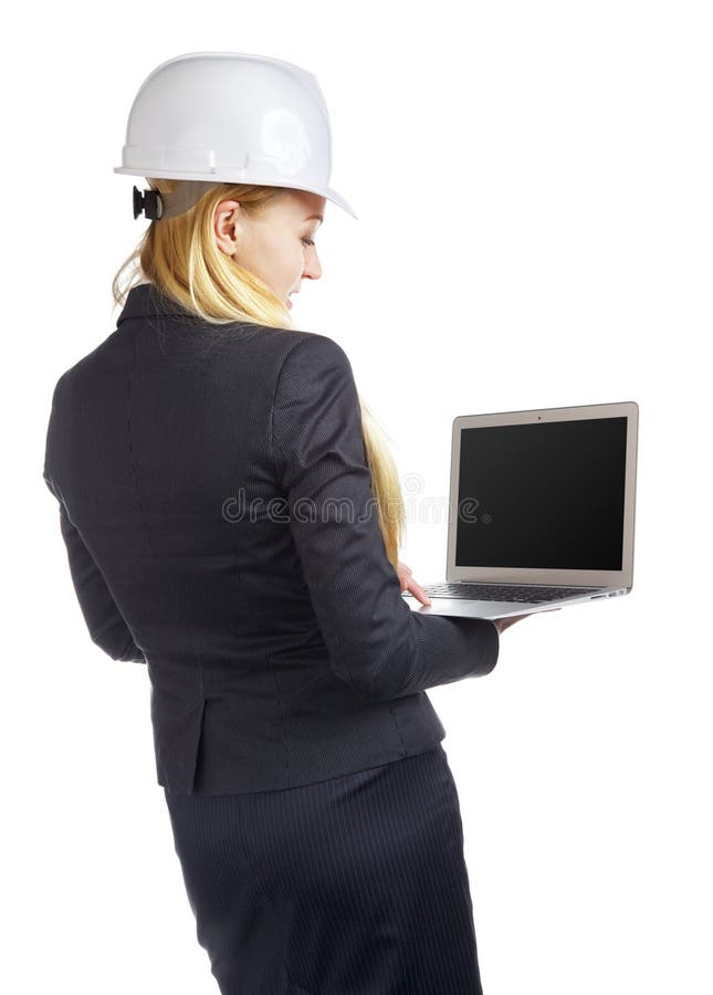 Engineer Woman with Laptop stock photo. Image of cute - 38658826