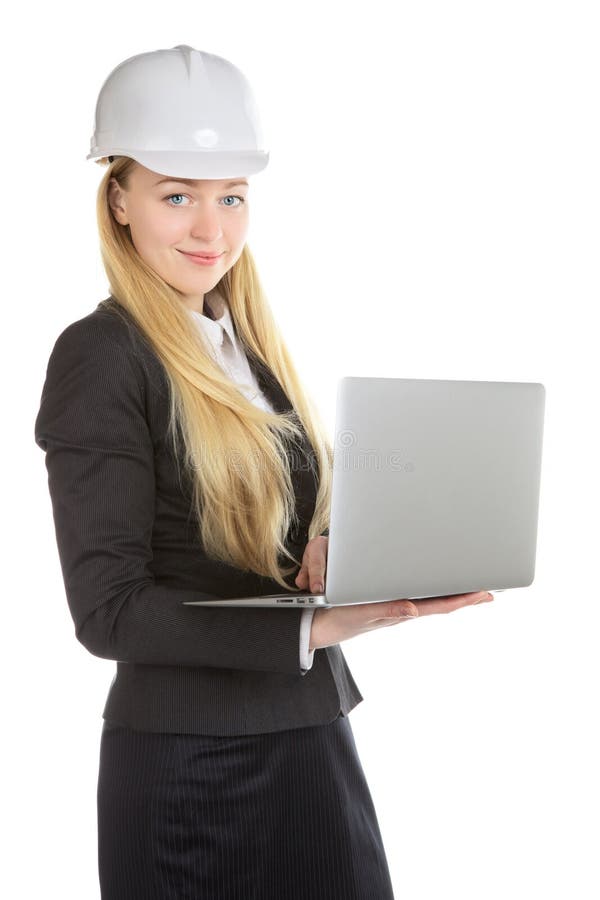 Engineer Woman with Laptop stock photo. Image of beautiful - 32032962