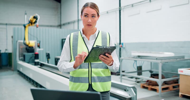 Engineer, Woman and Thinking with Tablet for Construction, Project ...
