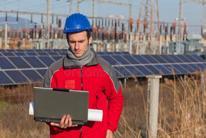 Engineer at Work stock photo. Image of energy, blueprint - 17986704