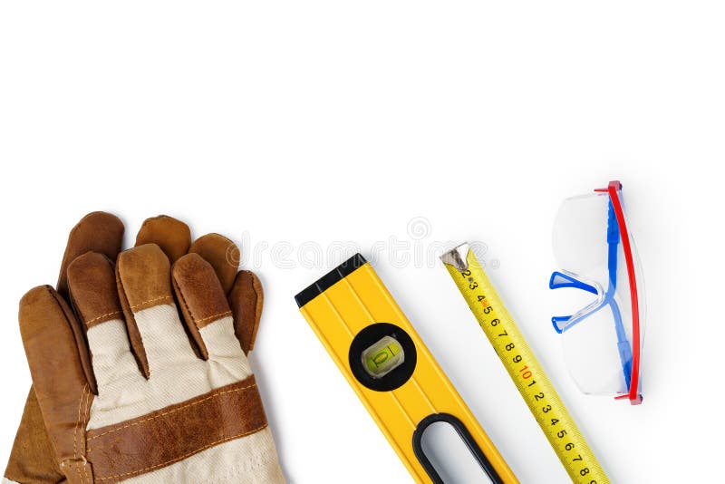 Engineer Work Tools Isolated on White Background Stock Photo - Image of ...