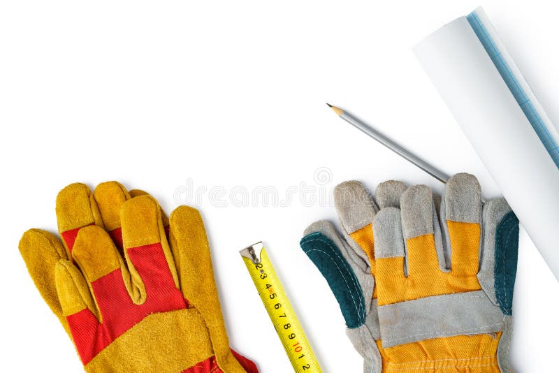 Engineer Work Tools Isolated on White Background Stock Image - Image of ...
