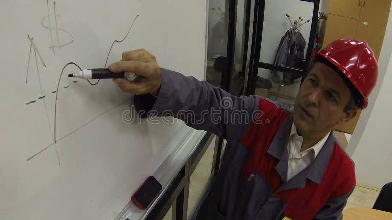 Engineer at Work with Whiteboard Stock Video - Video of chief, industry ...
