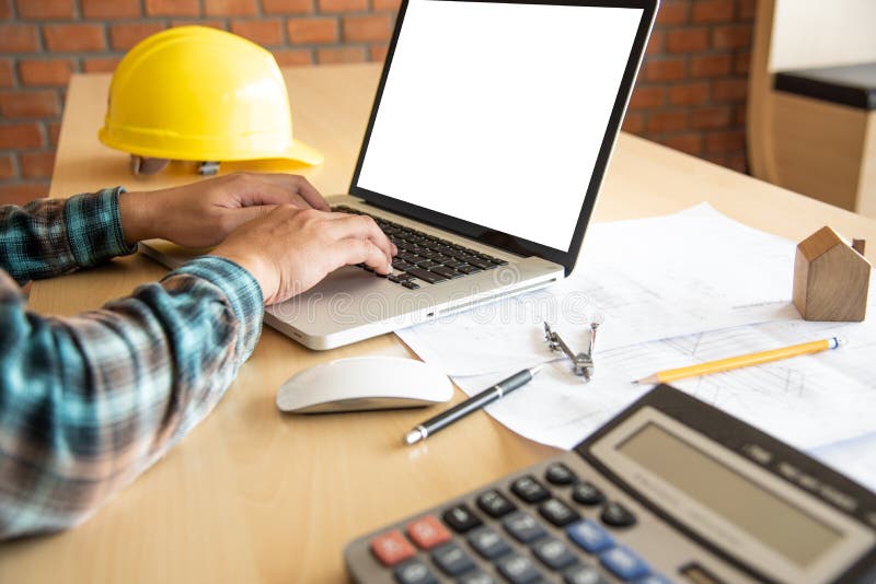 Service Engineer Working with Laptop Stock Image - Image of environment ...