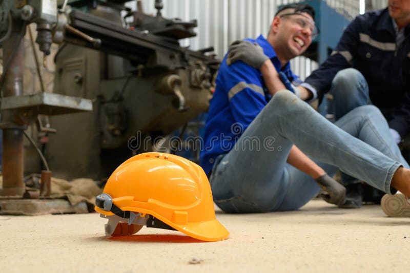 Engineer Worker with Accident at Factory Stock Image - Image of lying ...