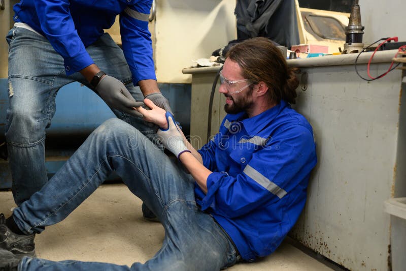 Engineer Worker with Accident at Factory Stock Image - Image of ...