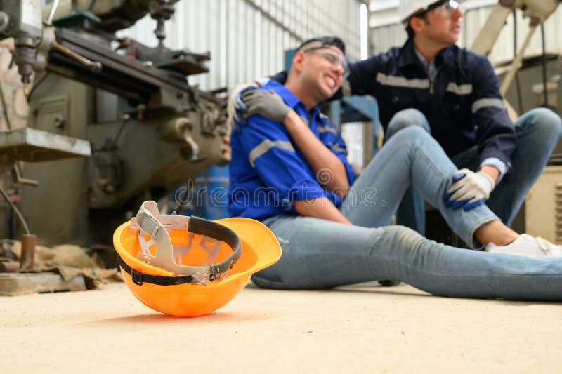 Engineer Worker with Accident at Factory Stock Photo - Image of lying ...
