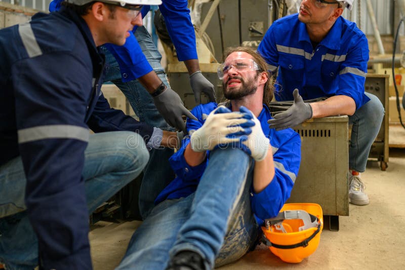 Engineer Worker with Accident at Factory Stock Image - Image of ...