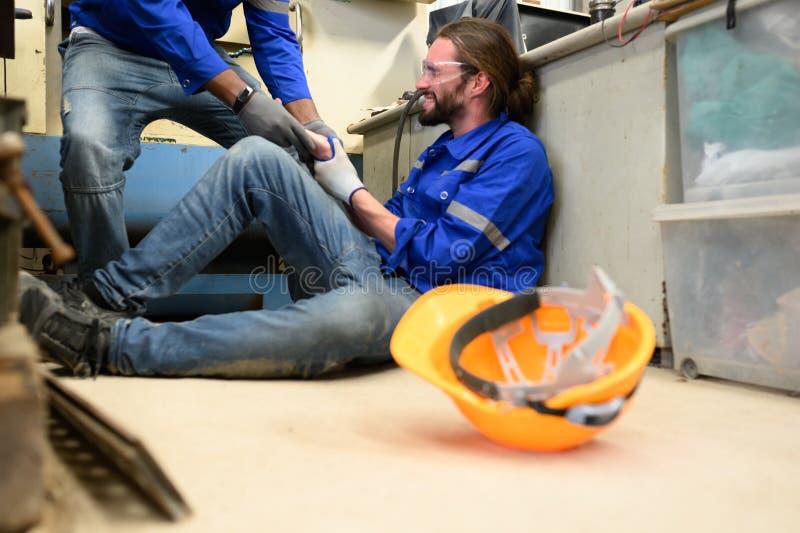 Engineer Worker with Accident at Factory Stock Image - Image of builder ...