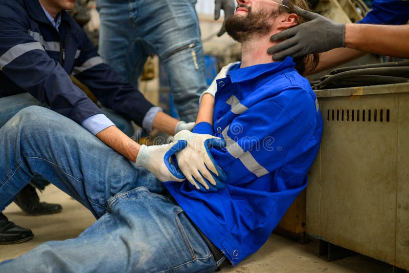Engineer Worker with Accident at Factory Stock Image - Image of ...