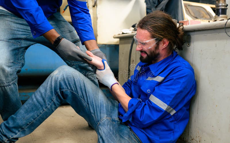 Engineer Worker with Accident at Factory Stock Photo - Image of falling ...
