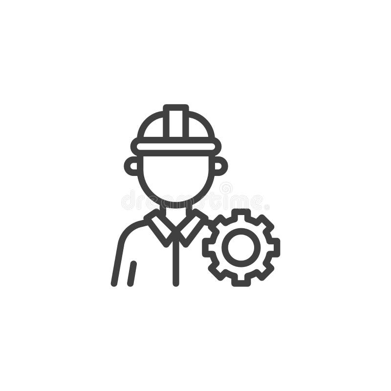 Engineer service line icon stock vector. Illustration of clipart ...