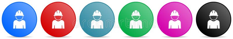Engineer, Worker, Manager, Employe Vector Icons, Set of Circle Gradient ...