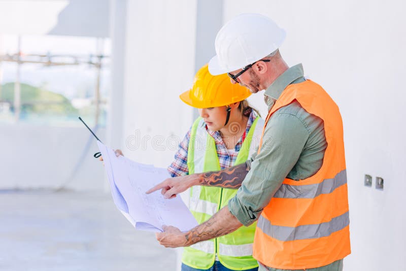 Engineer Worker Team Builder Working Together Teamwork Talking Together ...