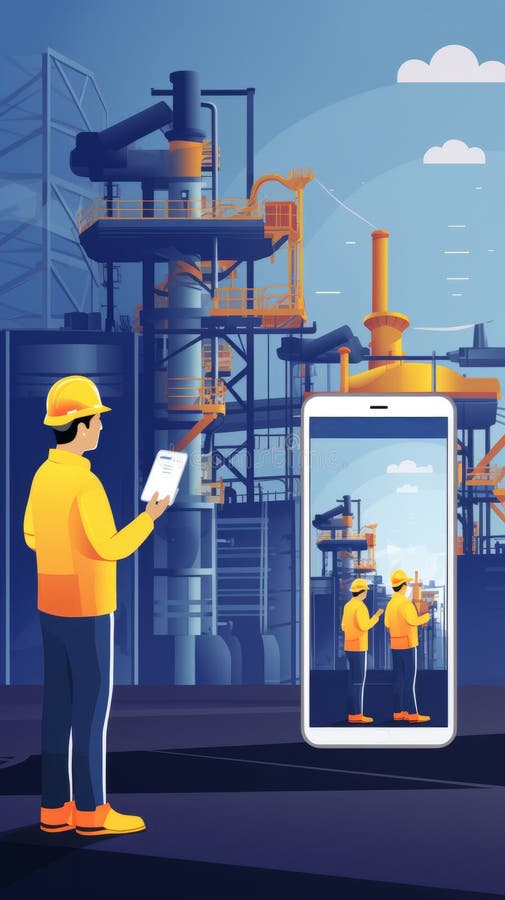 Engineer and Worker Use Tablet Stock Image - Image of facility ...