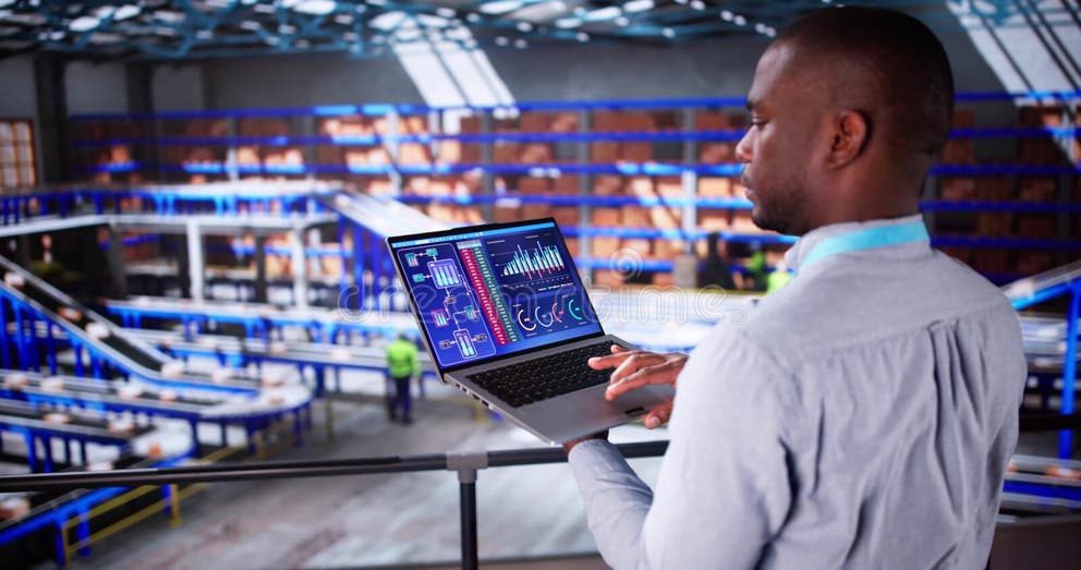 Engineer Worker Using Warehouse Automation Dashboard Stock Image ...