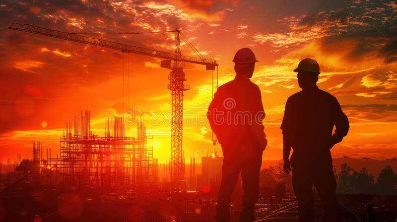 Engineer Workers Standing on a Construction Site and Watching the ...