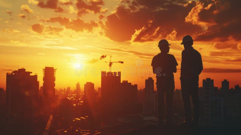 Engineer Workers Standing on a Construction Site and Watching the ...