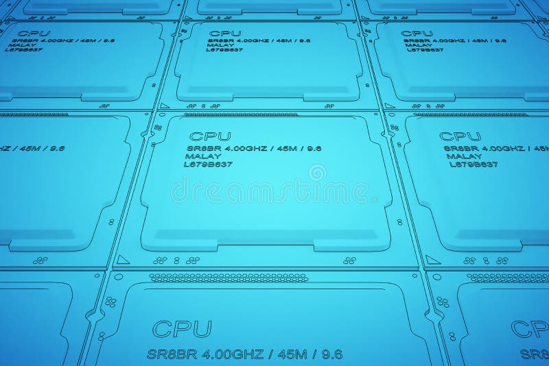 Engineer Working on Blue Print, Concept Processor Unit CPU, 3d ...
